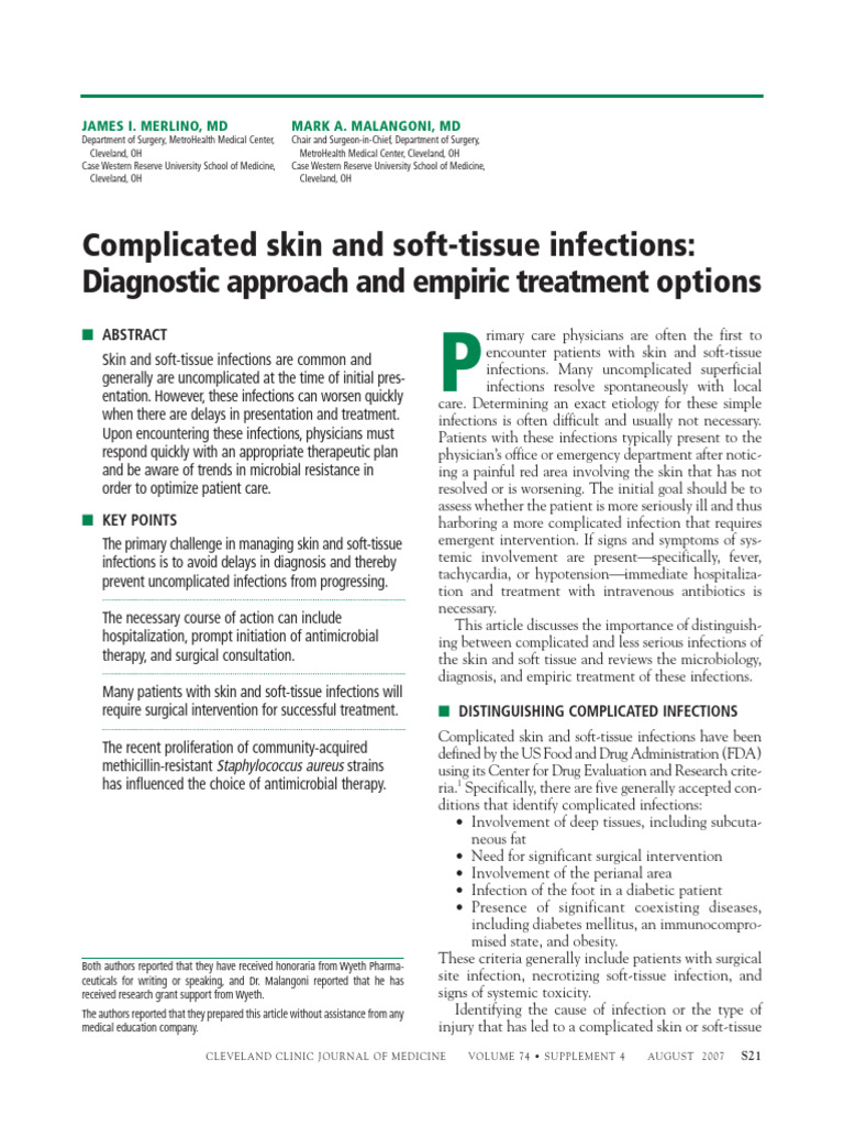 Complicated Skin Infections: Diagnosis & Treatment | PDF | Methicillin ...