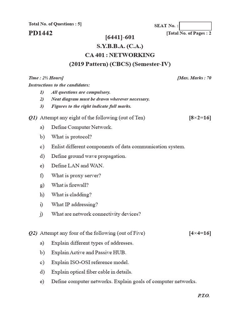 Networking and OOP Concepts Exam Guide | PDF | Computer Network | Osi Model