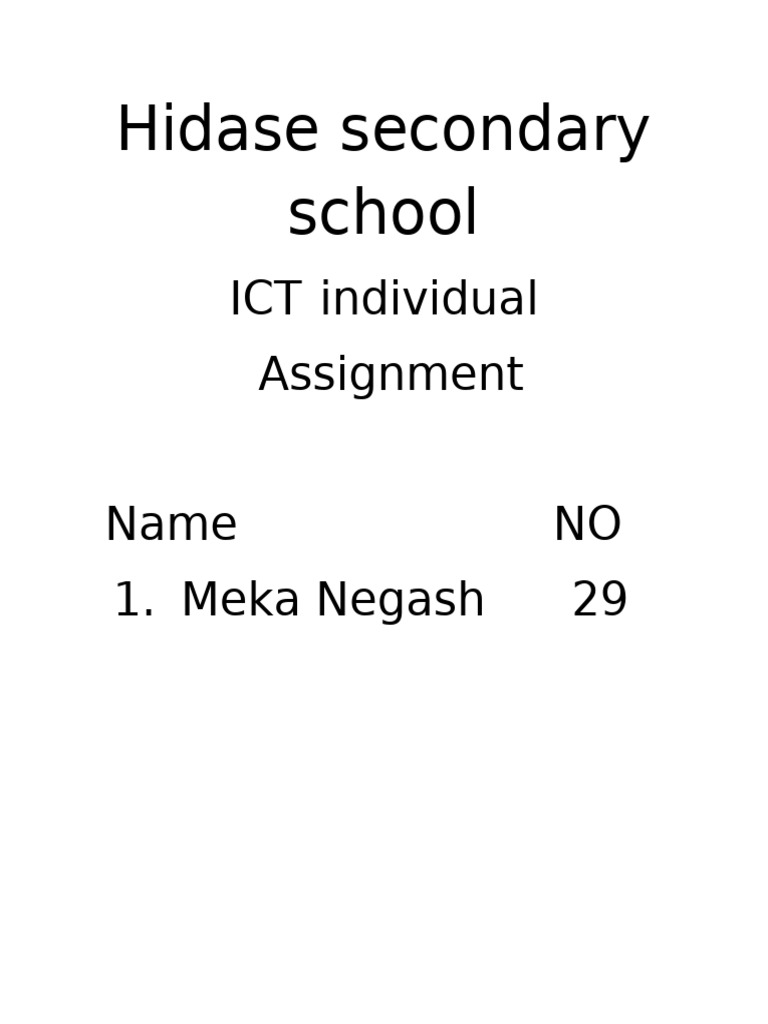 MEKA NEGASH ICT Assigment Grade 10 D | PDF