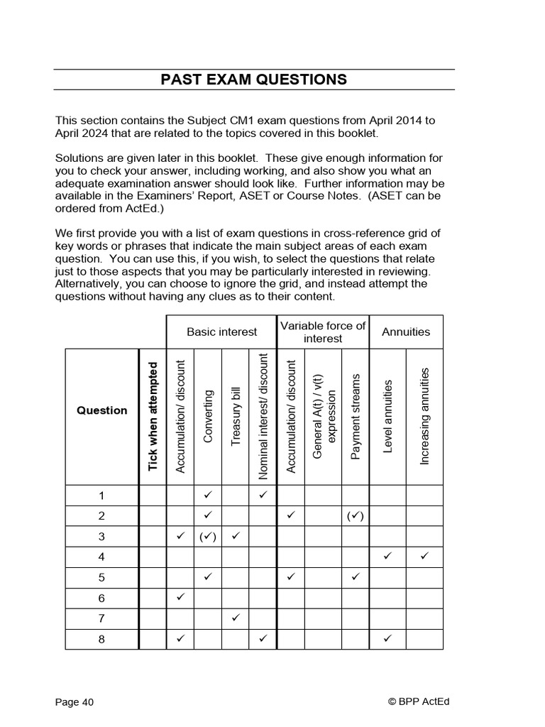 CM1 Exam Questions and Solutions 2014-2024 | PDF | Present Value ...