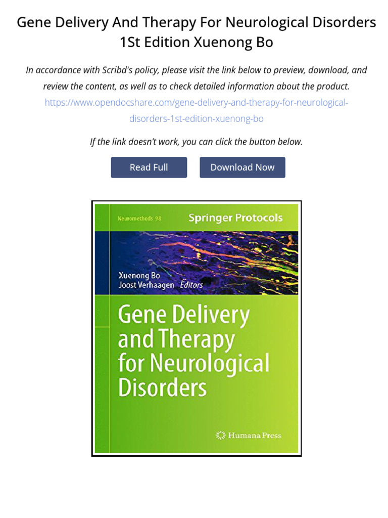 Gene Delivery and Therapy for Neurological Disorders 1st Edition ...
