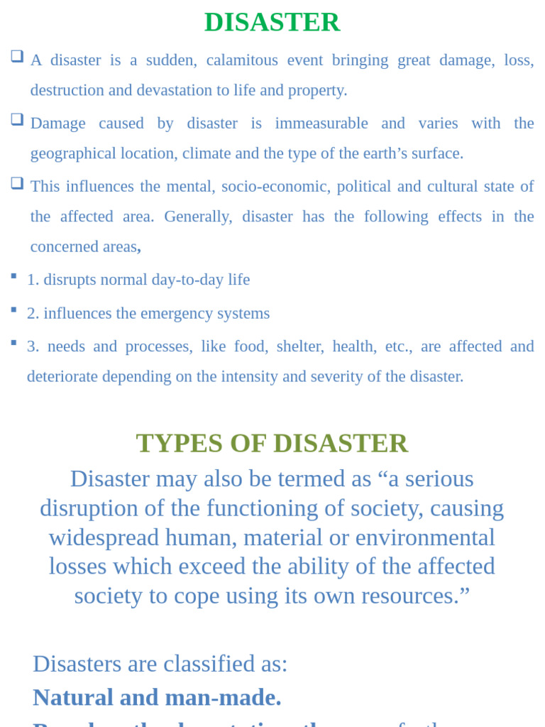 Understanding Disasters: Types and Management | PDF | Natural Disasters ...
