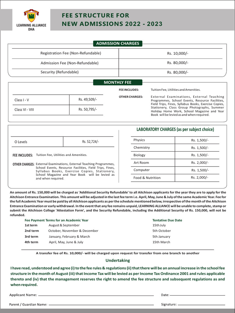 Fee Structure Class I to O Levels DHA 2022 2023 | PDF | Fee ...