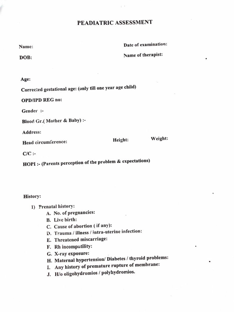 Paeds Proforma | PDF