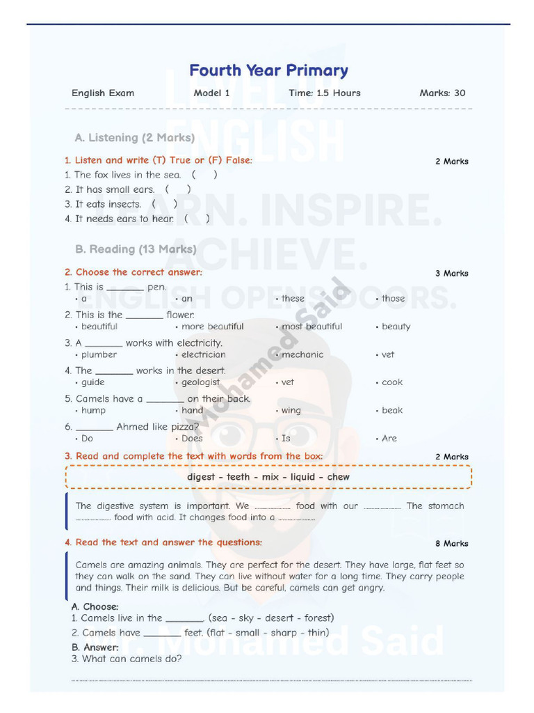 Primary 4 - 20exams (Answers 4) | PDF