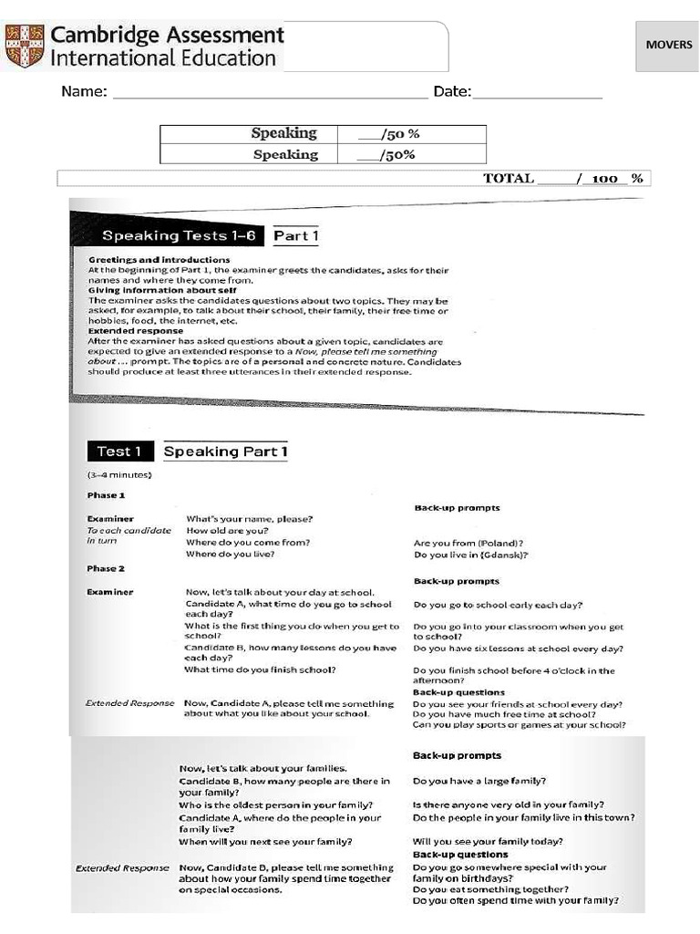 Cambridge Test_ Andrea_speaking_ Test_23 November (2) (1) | PDF