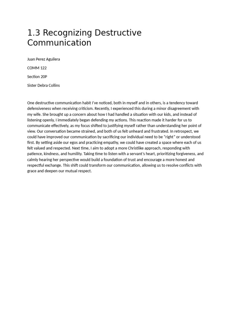 Overcoming Defensiveness in Communication | PDF