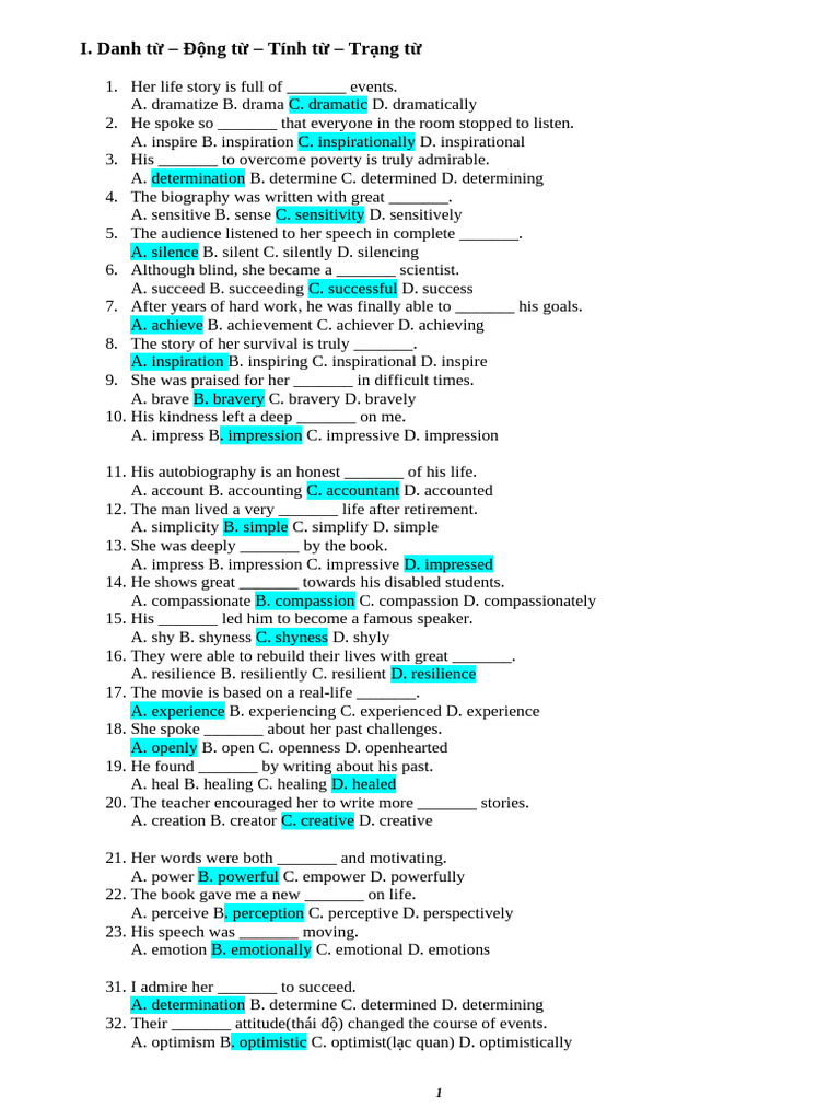 Adj, Adv, N, V - 6 Đã Làm | PDF | Cognition | Behavioural Sciences