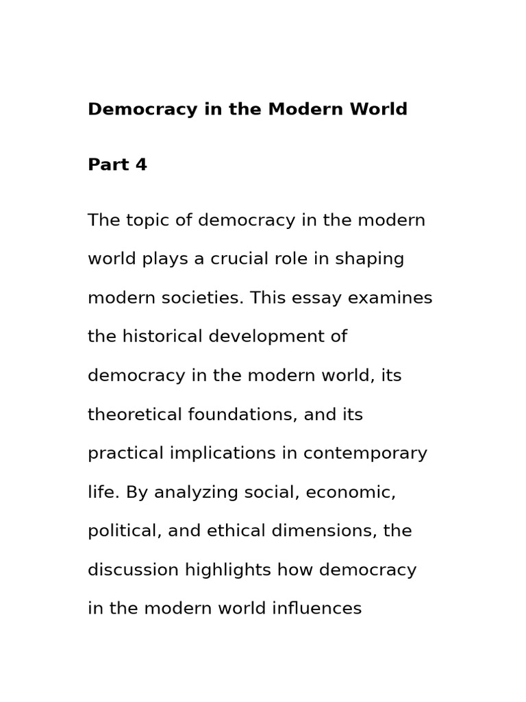 Democracy in the Modern World Part 4 | PDF | Institution | Essays