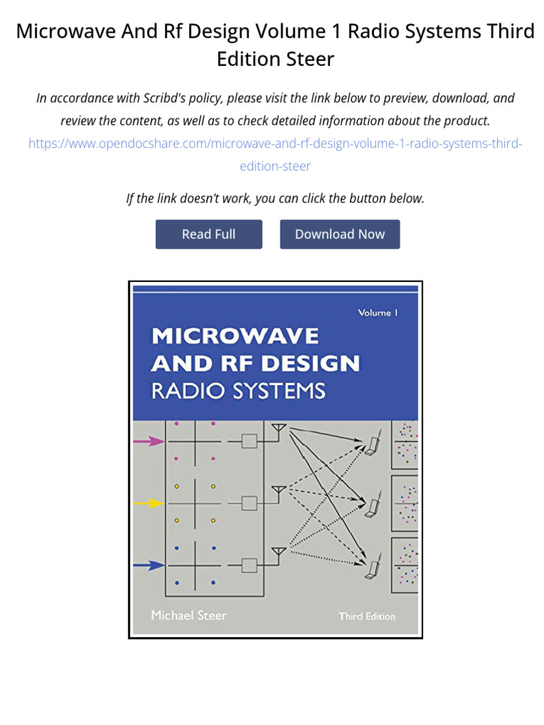 Microwave and RF Design Volume 1 Radio Systems Third Edition Steer ...