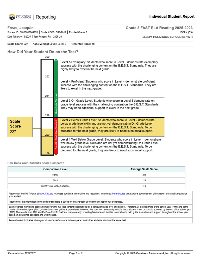 Grade 8 FAST ELA Report 2025-26 | PDF | Rhetoric | Word