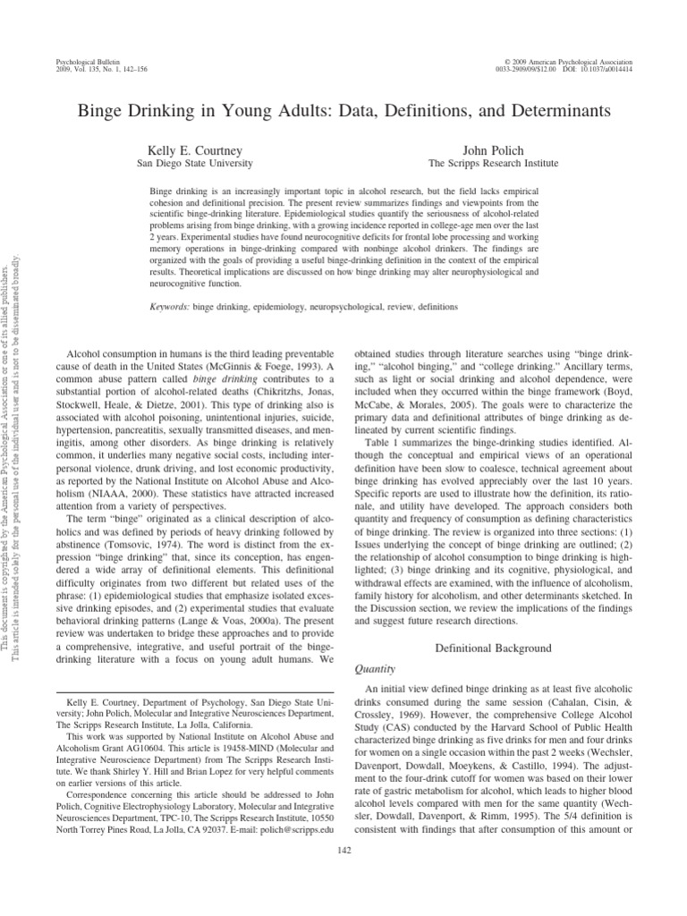 Binge Drinking in Young Adults: Insights | PDF | Alcoholism | Alcohol