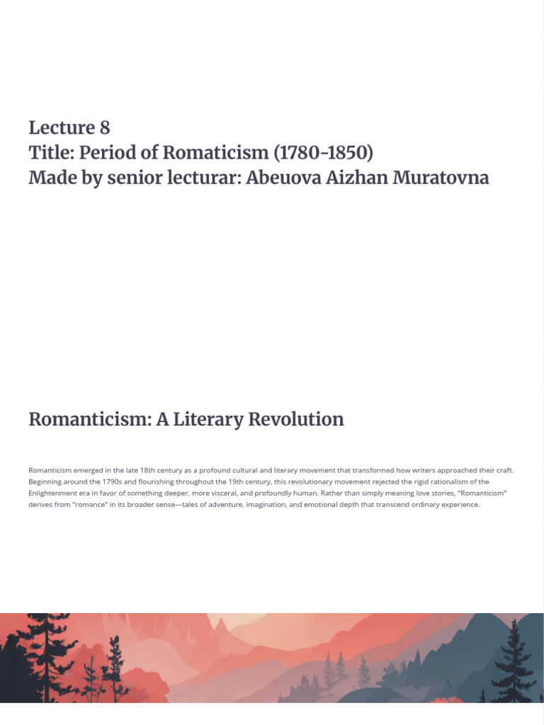 Lecture-8 | PDF | Romanticism | Samuel Taylor Coleridge