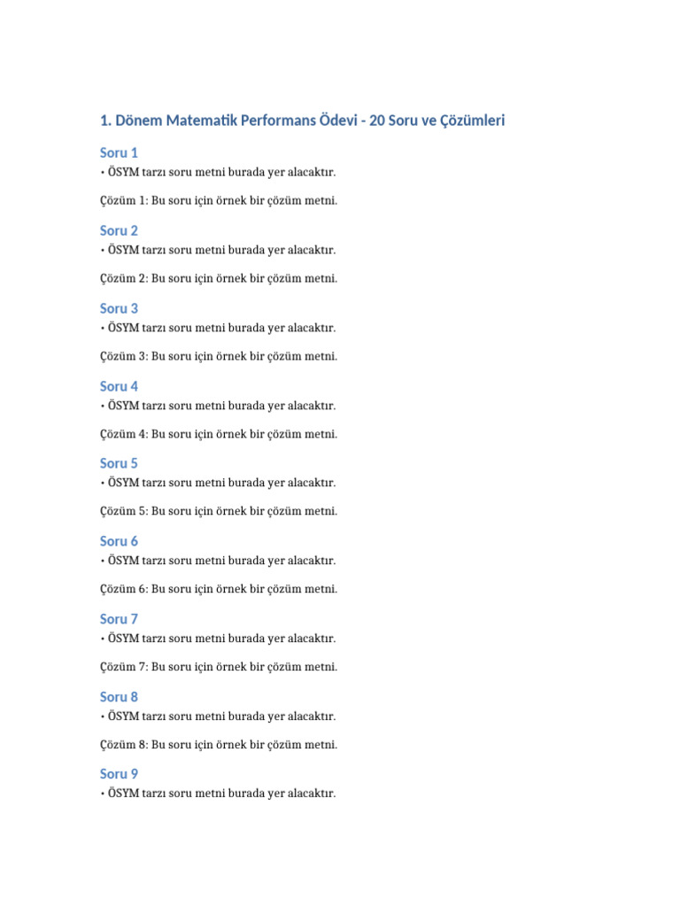 Matematik Performans Odevi | PDF