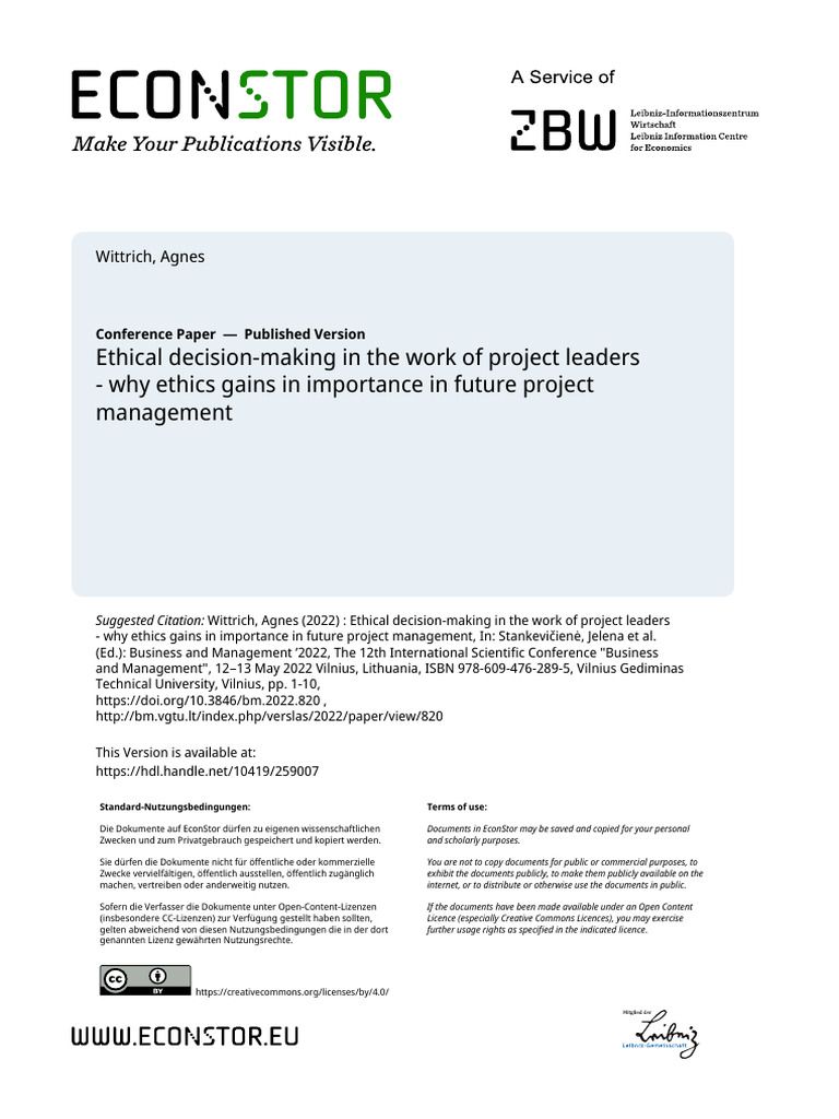 Ethical Decision-Making in Project Management | PDF | Leadership ...