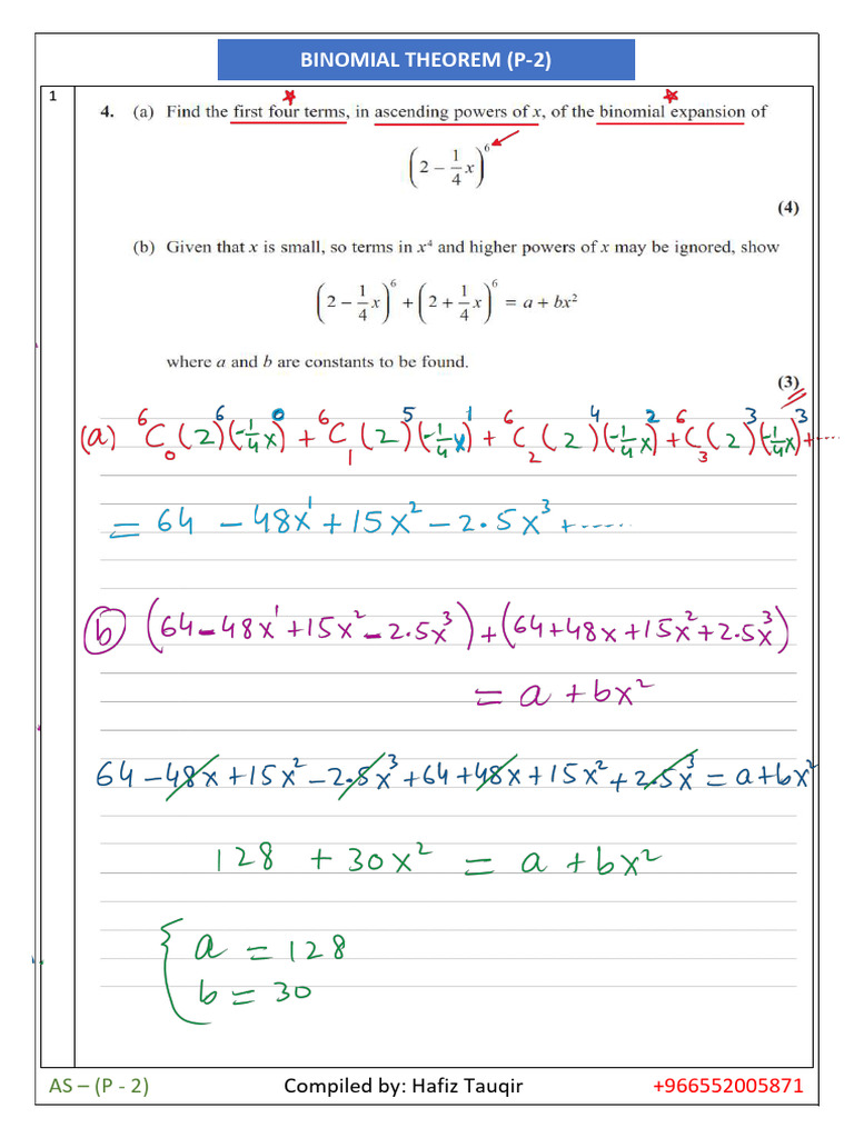 Binomial Theorem - Solution (Page 1 to 6) | PDF