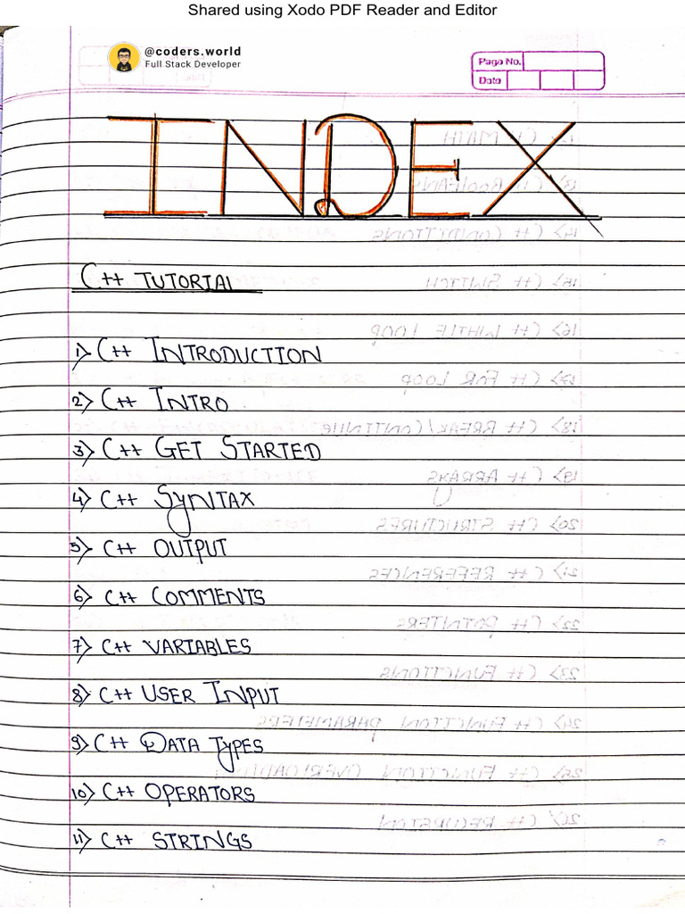 C++ Complete Handwritten Notes | PDF