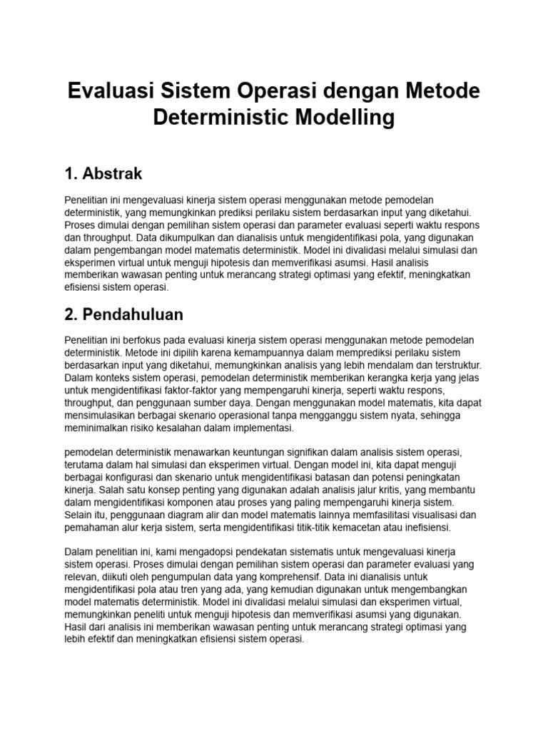 Evaluasi Kinerja OS dengan Pemodelan Deterministik | PDF