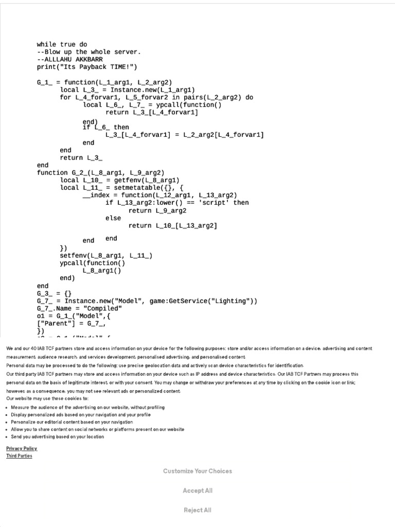 Lua Script for Roblox Model Creation | PDF