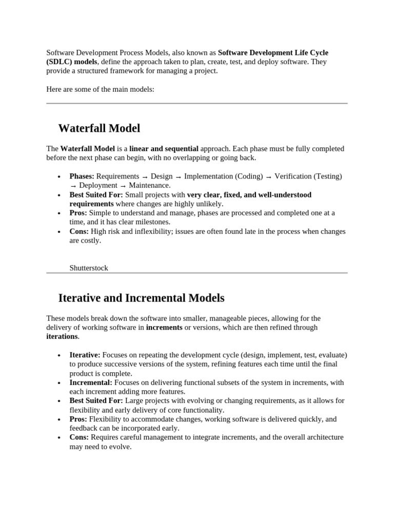 Software Development Process Models | PDF | Software Development Process | Agile Software ...