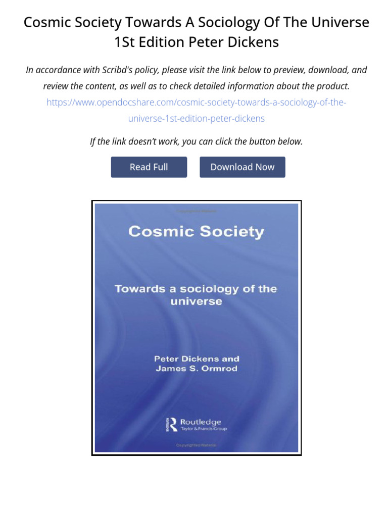Cosmic Society: Sociology of Space | PDF