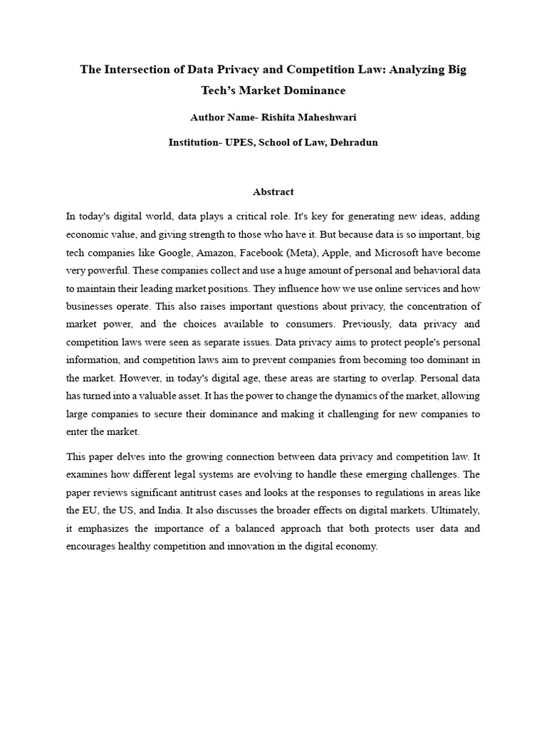 Interesting Paper | PDF | Privacy | Competition Law