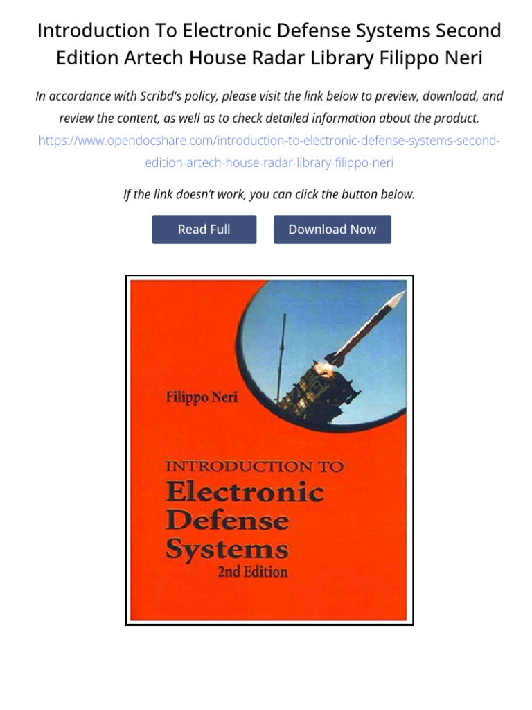 Introduction to Electronic Defense Systems Second Edition Artech House ...