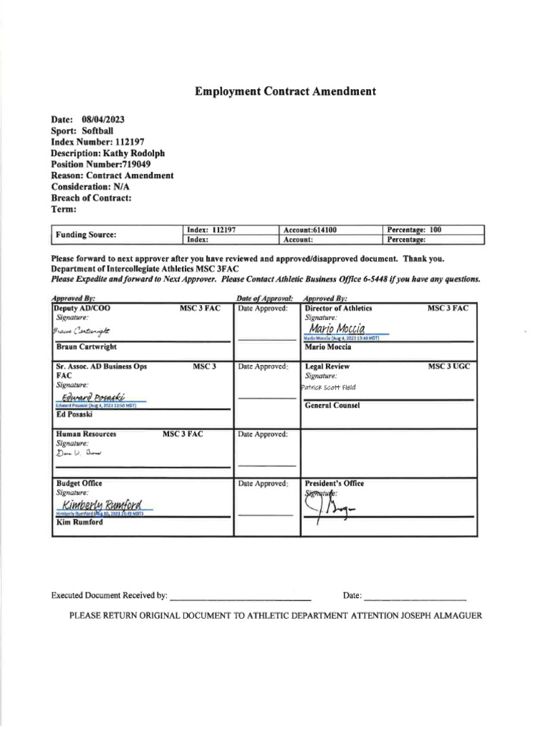 Kathy Rodolph's last contract with NMSU | PDF