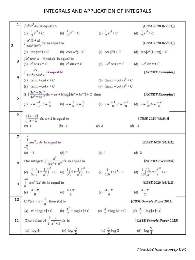 Integrals and Application of Integrals | PDF | Area | Integral