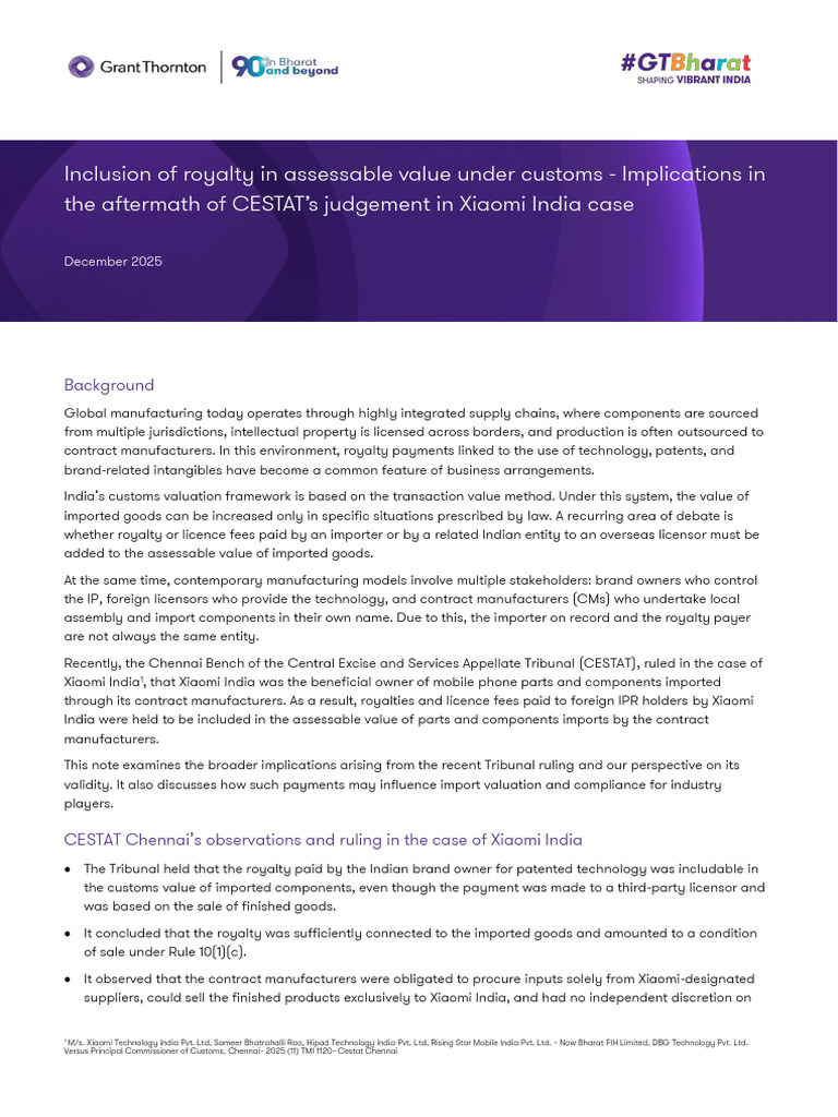 Royalty Inclusion in Customs Valuation | PDF | Royalty Payment | License