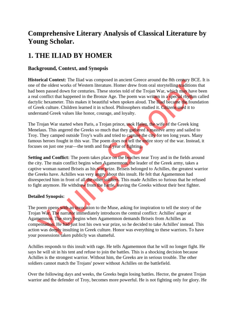 Analysis of Classical Literature by Young Scholar | PDF | Hector | Achilles