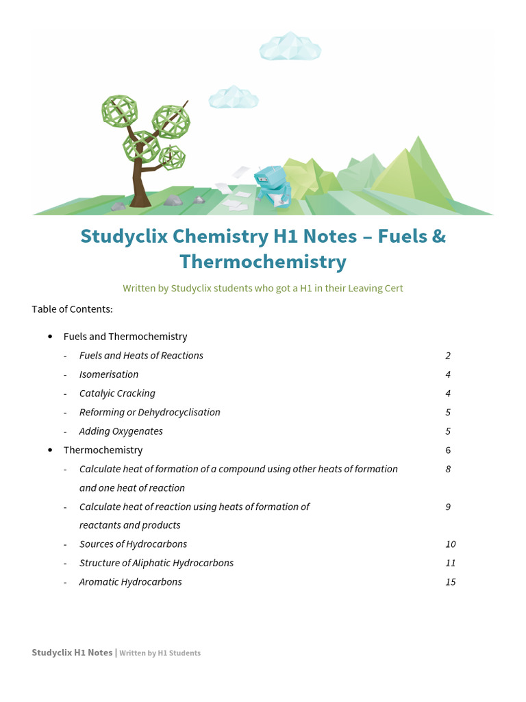 H1 Chemistry Notes: Fuels & Thermochemistry | PDF | Methane | Hydrocarbons