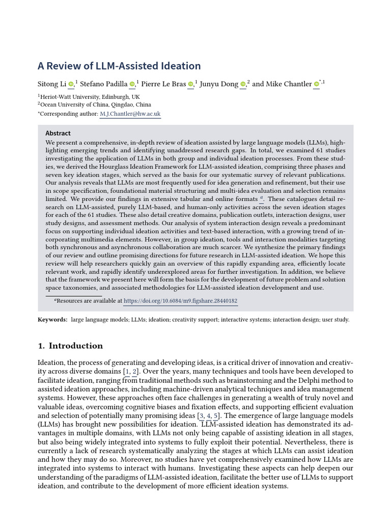Idea Management. a Review of LLM-Assisted Ideation | PDF ...
