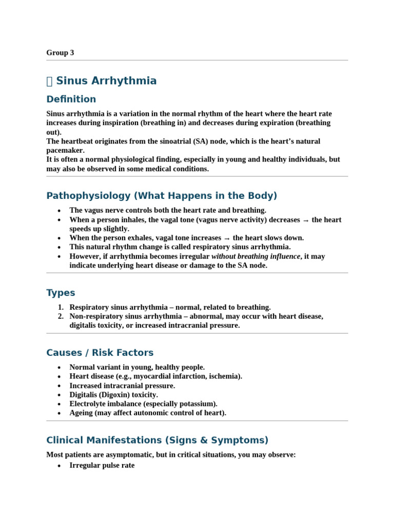 sinus arrythmia my note | PDF | Heart | Heart Rate