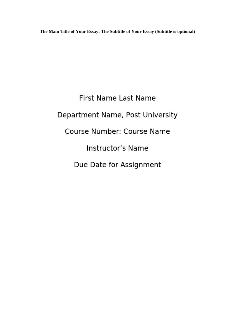 Essay Title and Formatting Guide | PDF