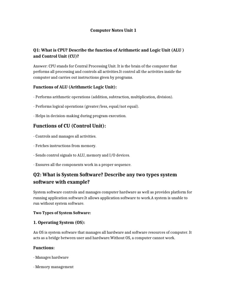 Grade-9 Notes Unit 1 | PDF