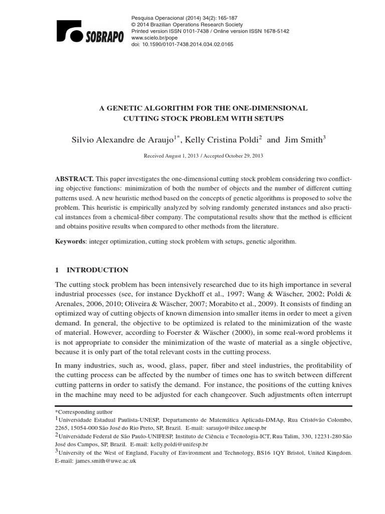 Genetic Algorithm for Cutting Stock Problem | PDF | Mathematical ...