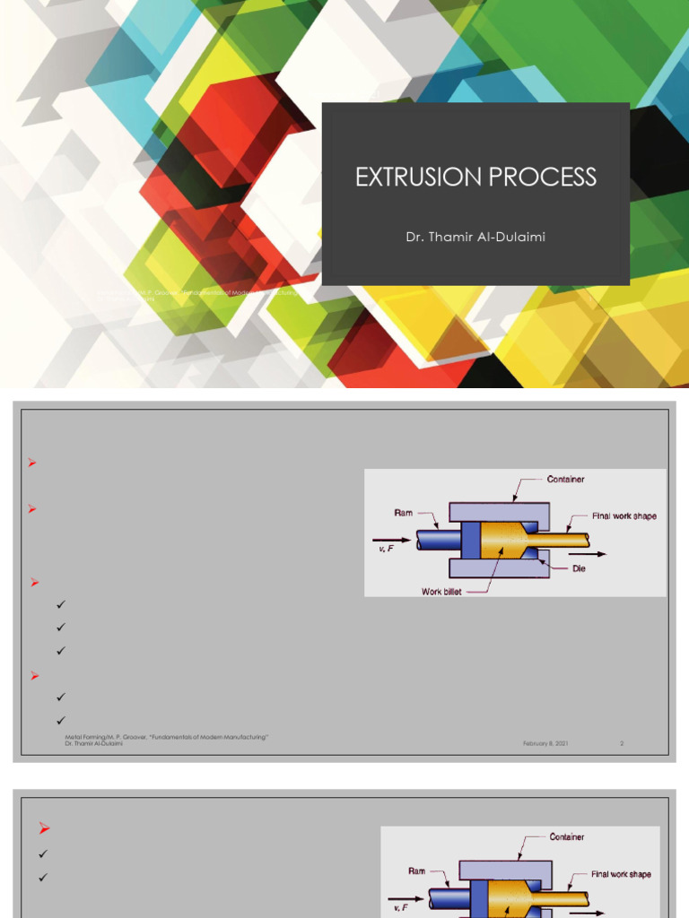 Lecture 9 Extrusion Process | PDF | Extrusion | Deformation (Engineering)