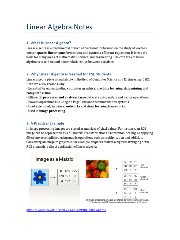 Linear Algebra Notes | PDF | Matrix (Mathematics) | Linear Algebra
