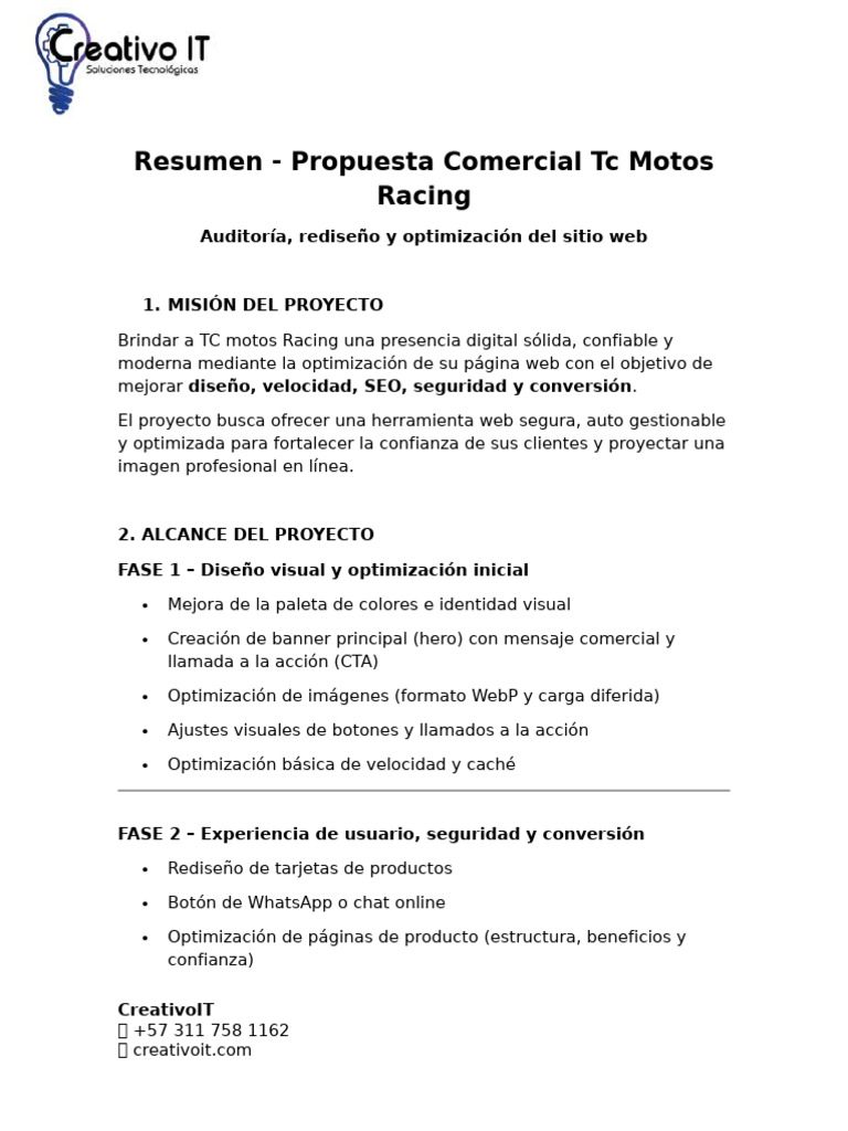 Propuesta de Optimización Web para TC Motos | PDF | Posicionamiento en ...