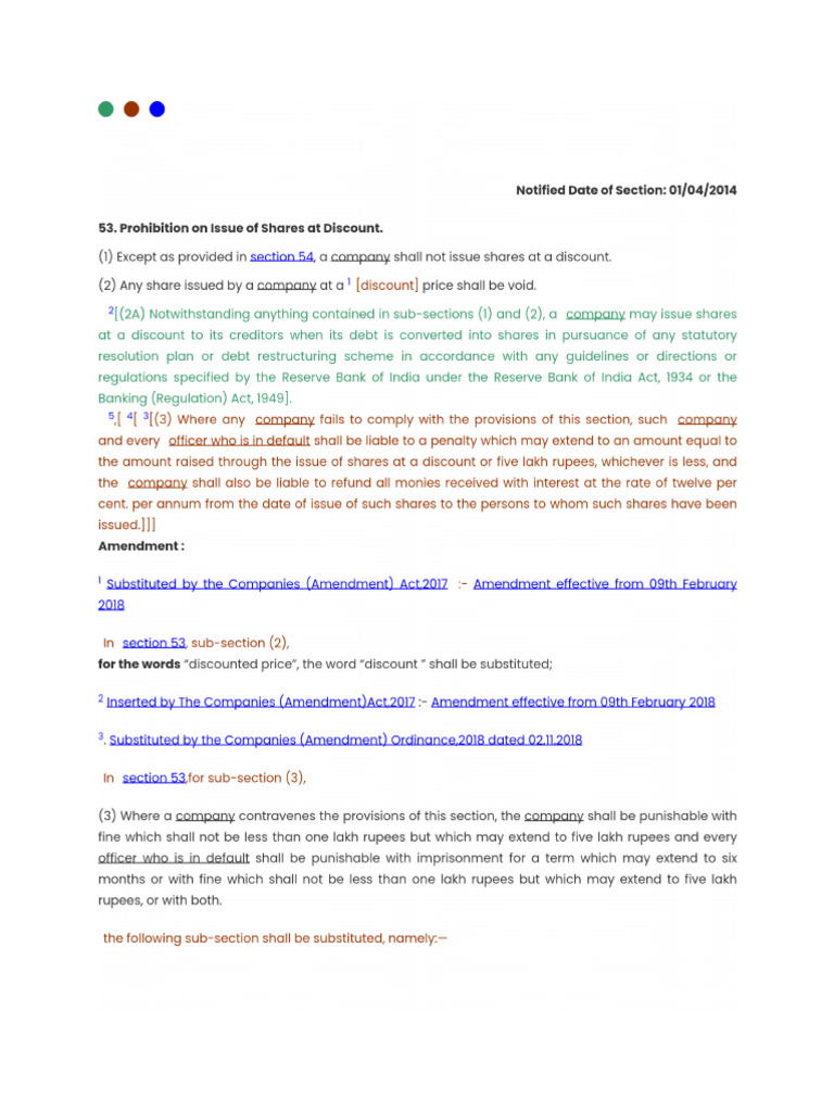 Prohibition On Issue of Shares at Discount | PDF