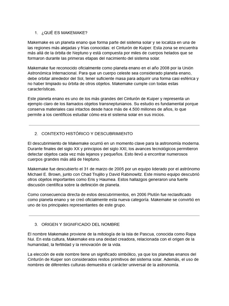Analizando: MakeMake y Haumea | PDF | Sistema solar | Planetas