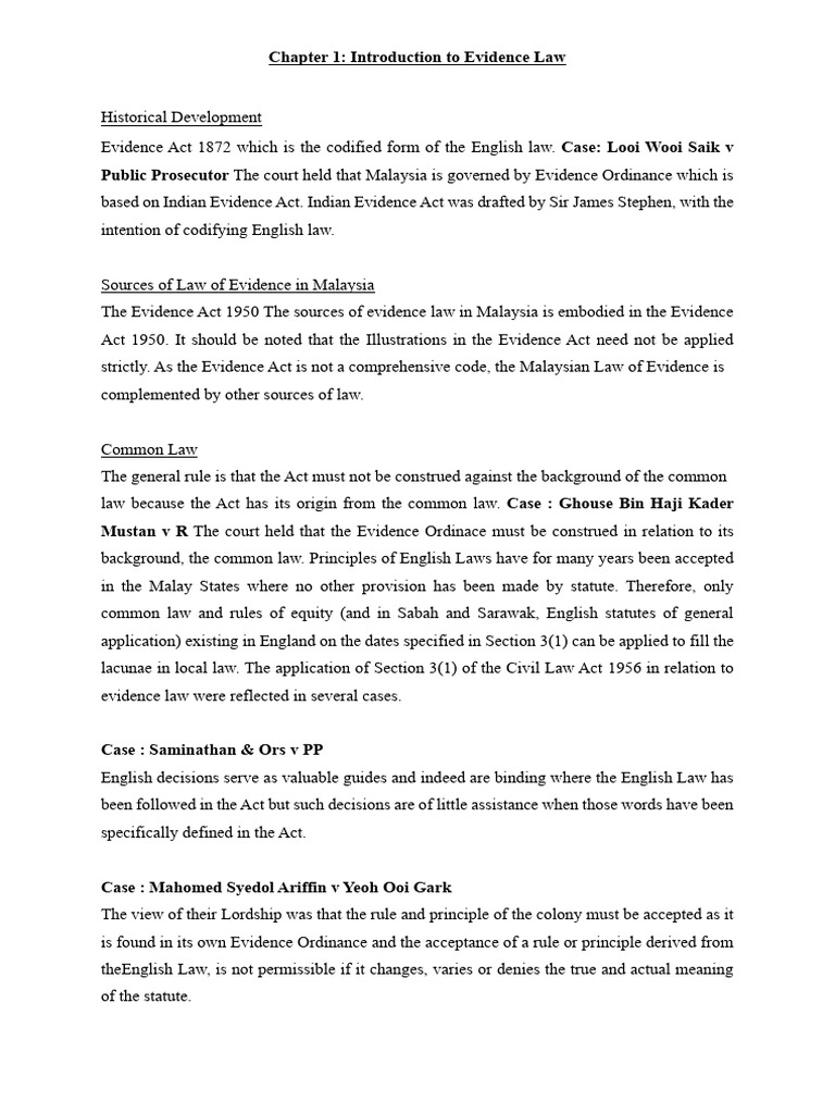 Chapter 1 - Introduction To Evidence Law | PDF | Burden Of Proof (Law ...