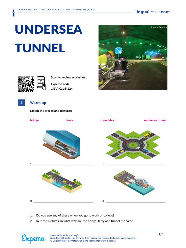 Undersea Tunnel Vocabulary & Activities | PDF