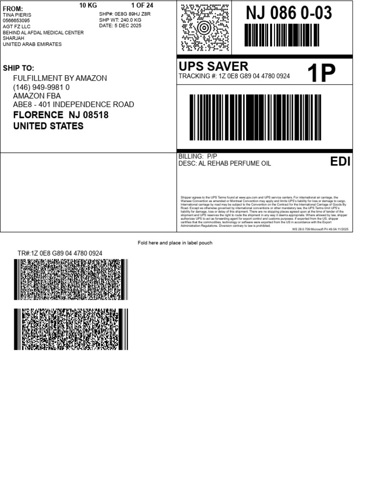 Amazon Fba Florence NJ Awb | PDF | Cargo | Freight Transport