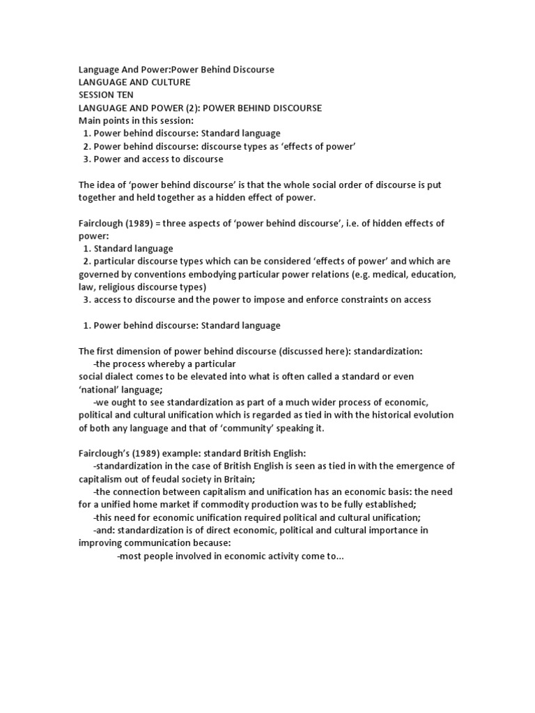 Language and Power | PDF | Power (Social And Political) | Discourse