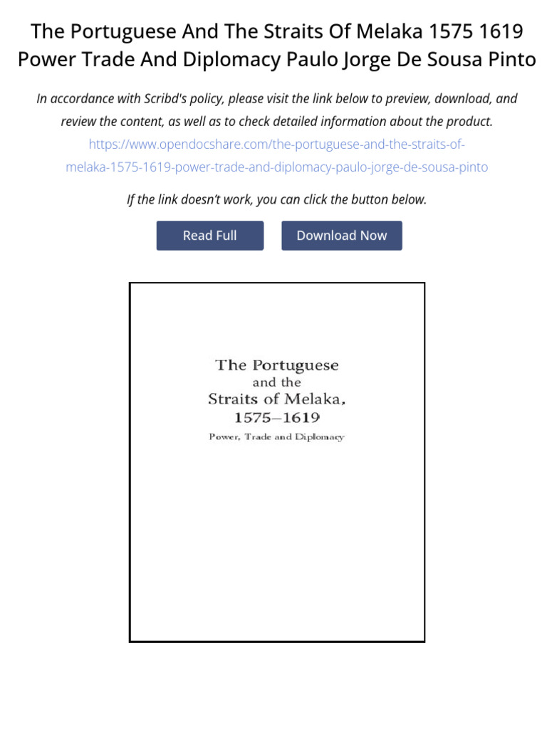 The Portuguese and the Straits of Melaka 1575 1619 Power Trade and ...