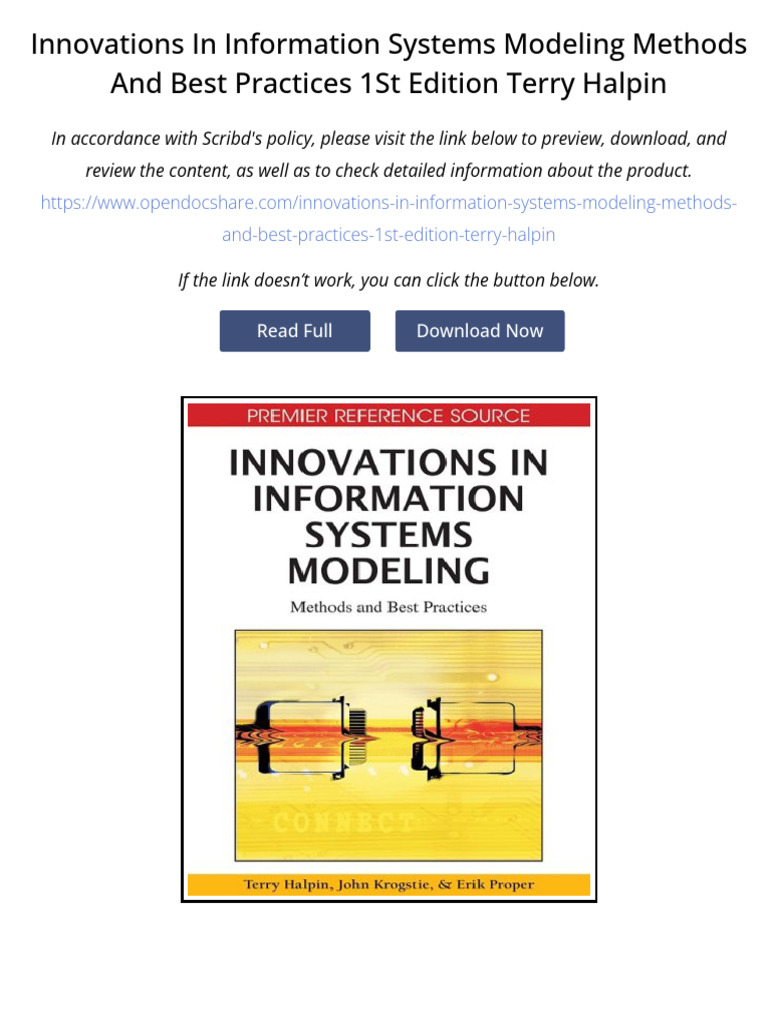 Innovations in Information Systems Modeling Methods and Best Practices ...