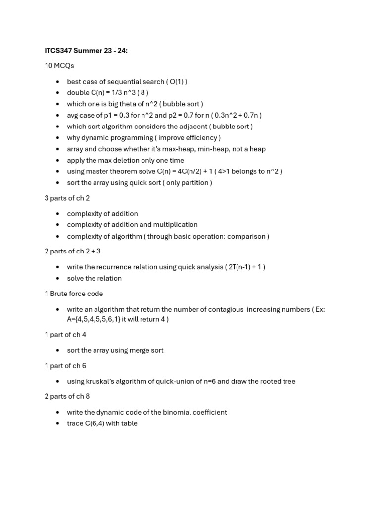 ITCS347 Final Summer 2024 | PDF