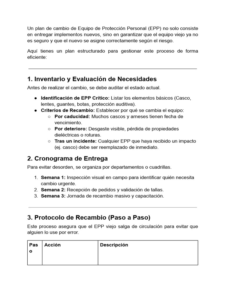 Plan EPP Basico | PDF